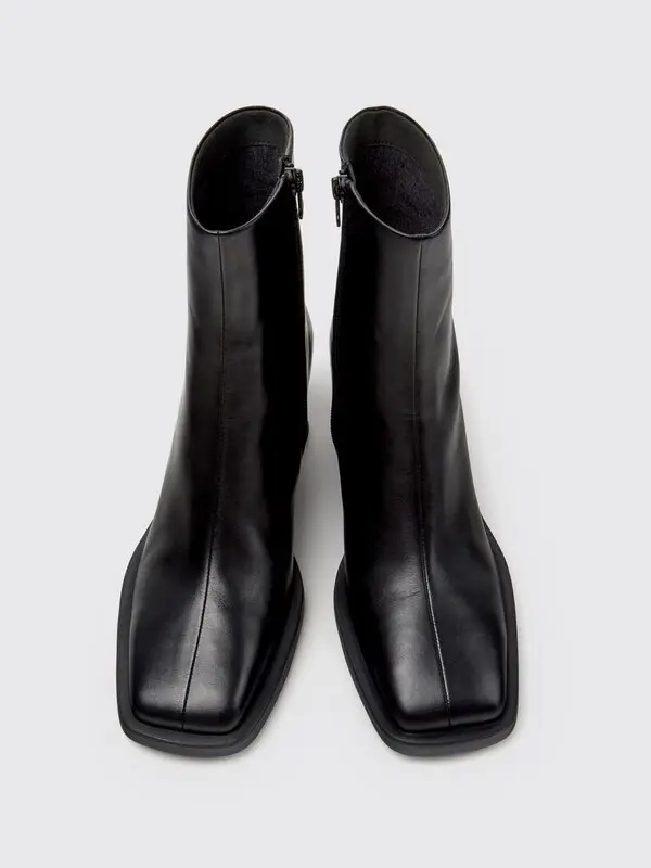 Camper Louise Smooth Leather Wedge Ankle Boots With Squared Toe