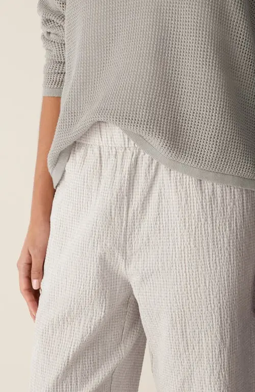 Eileen Fisher Organic Cotton Seersucker Tapered Ankle Pants