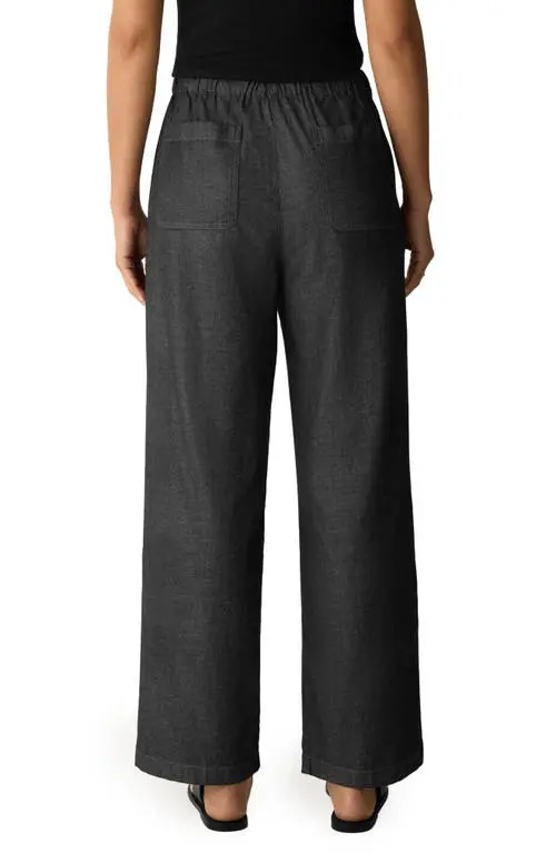Eileen Fisher Organic Cotton Twill Straight Leg Drawstring Pants