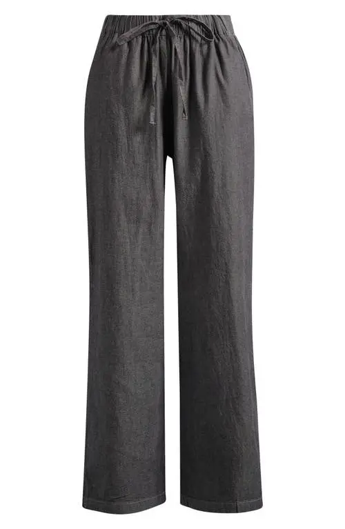 Eileen Fisher Organic Cotton Twill Straight Leg Drawstring Pants