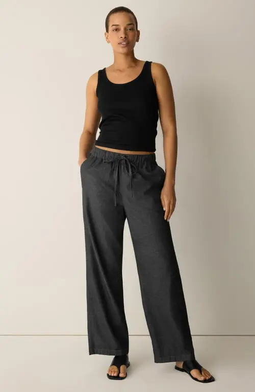 Eileen Fisher Organic Cotton Twill Straight Leg Drawstring Pants