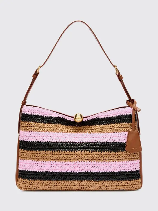 Furla Striped Raffia And Shoulder Bag - Leather