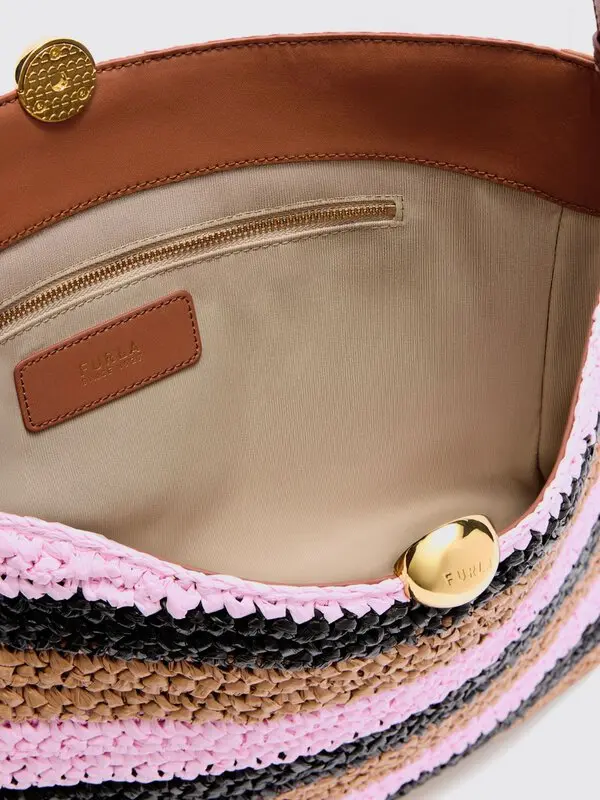 Furla Striped Raffia And Shoulder Bag - Leather