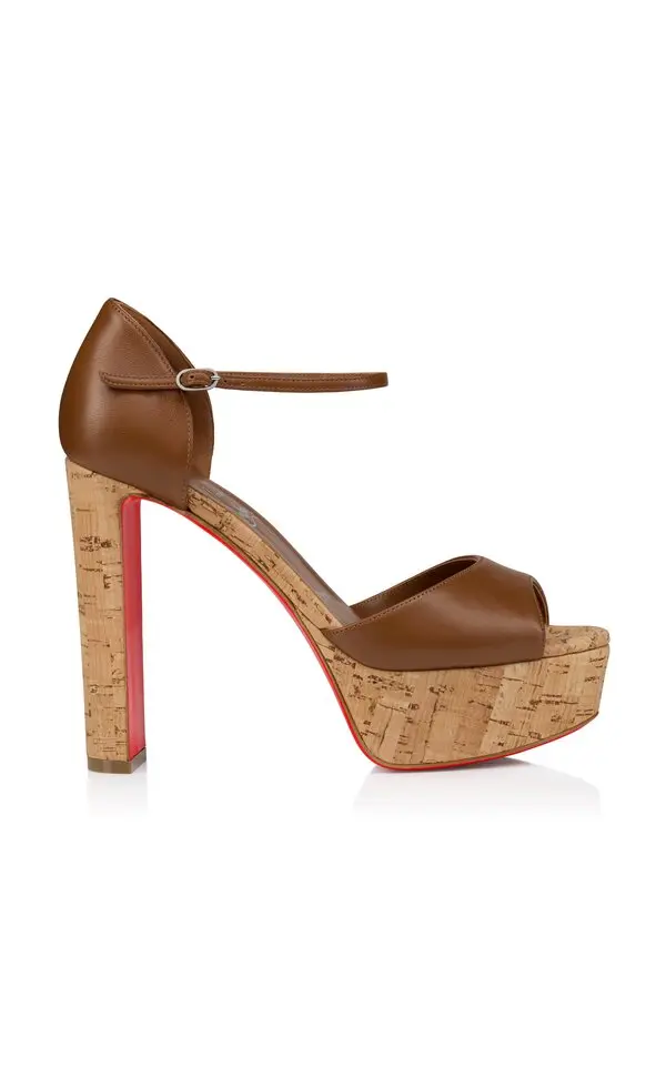 CHRISTIAN LOUBOUTIN Sandaloo 130mm Leather Platform Sandals - Brown