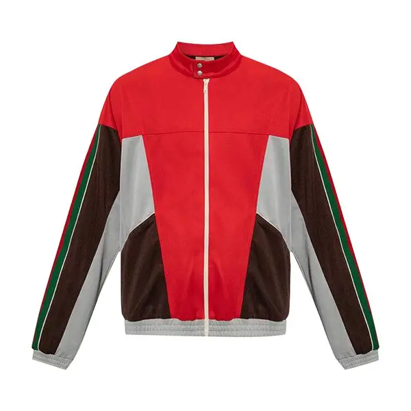 Gucci Color Block Zip Up Jacket /green/brown