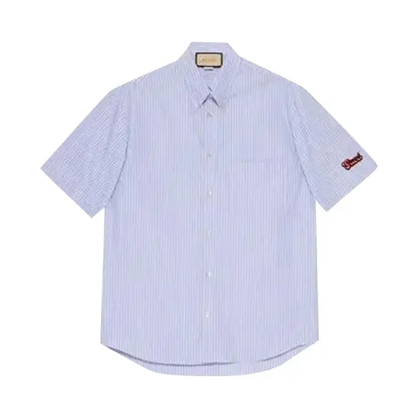 Gucci Embroidered Logo Short-sleeve Shirt - Blue