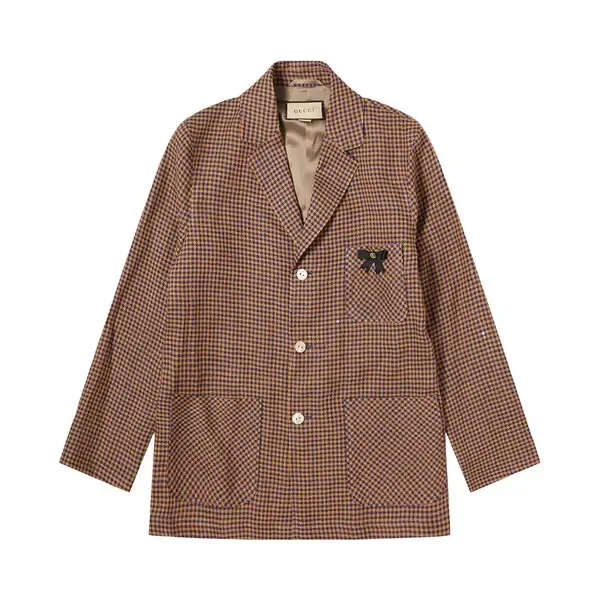Gucci Gg Bow Check Blazer - Brown