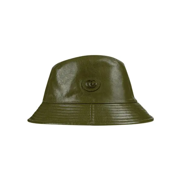 Gucci Gg Leather Bucket Hat 'dark - Green