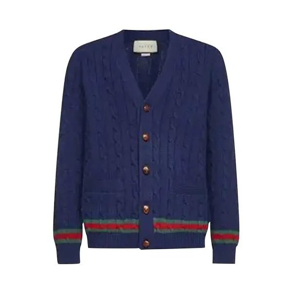 Gucci Cashmere And Wool Cable-knit Cardigan - Blue