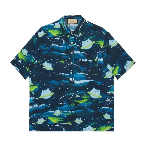 Gucci Abstract Print Short-sleeve Shirt - Blue