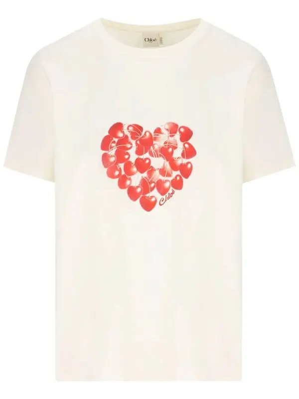 Chloé Cotton T-shirt With Cherries Print - White