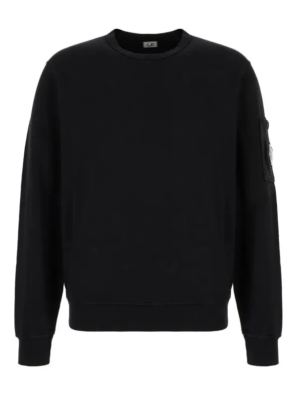 C.P. COMPANY Fleece Crewneck Sweatshirt With Logo Badge - Black