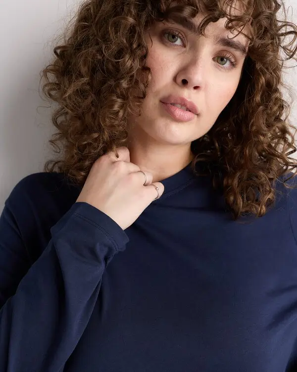 Quince Cotton Modal Long Sleeve T-shirt - Navy
