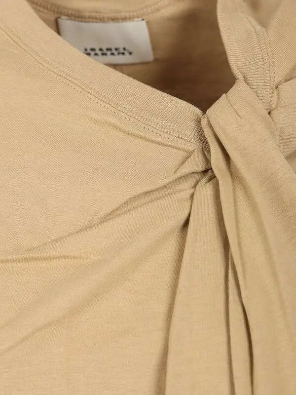 Isabel Marant Étoile Nayda Cotton Jersey T-shirt With Front Knot Detailing - Cream