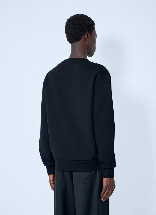 Prada Technical Cotton Crewneck Sweatshirt With Logo Motif
