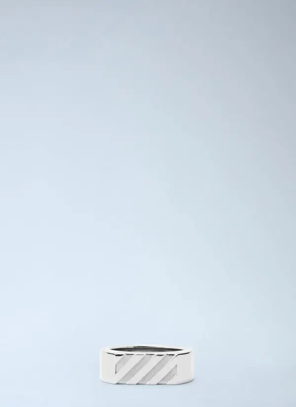 Off-White Diag Band Ring - Silver