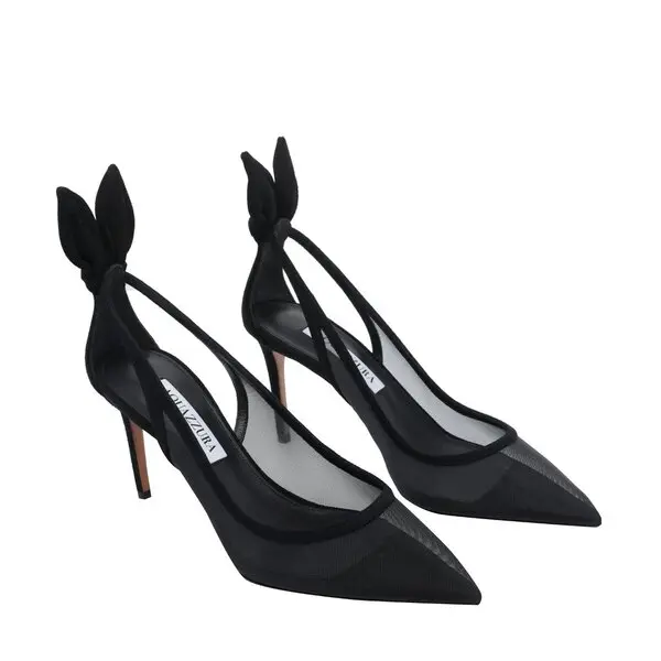 AQUAZZURA Bow Tie Mesh Pump 85 - Black
