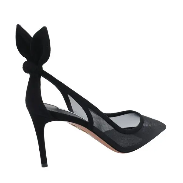 AQUAZZURA Bow Tie Mesh Pump 85 - Black