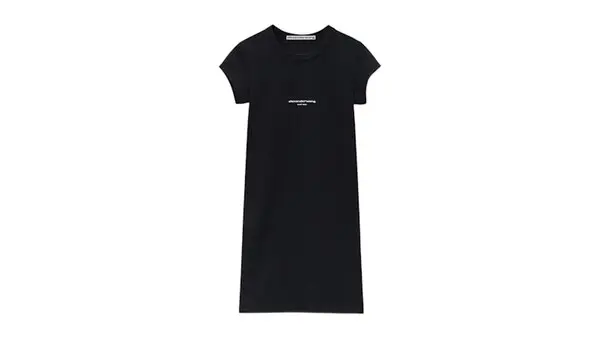 Alexander Wang Mini Dress Logo Print Fitted Sleeve Short