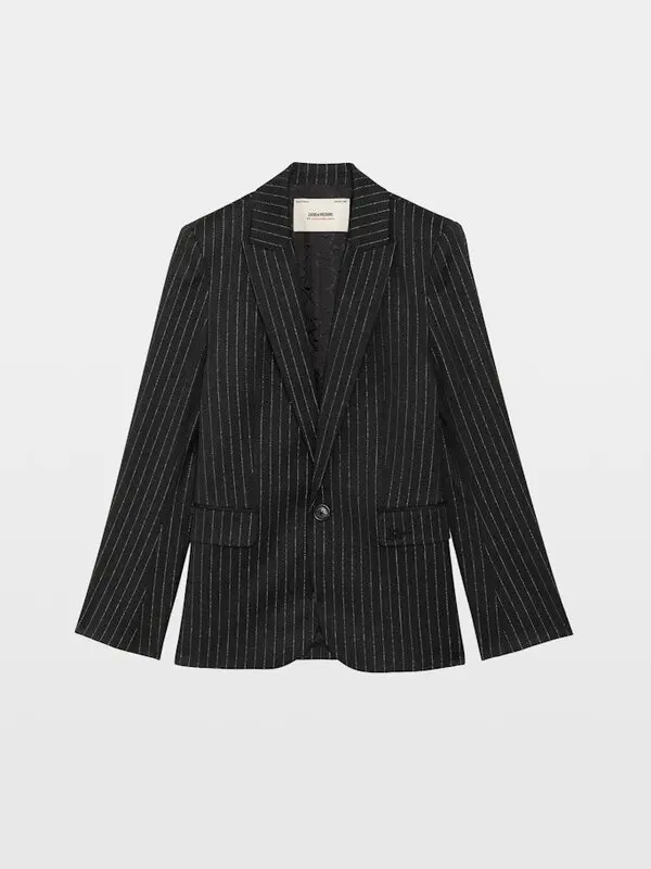 Zadig&Voltaire Valser Blazer With Shimmer Stripes - Anthracite