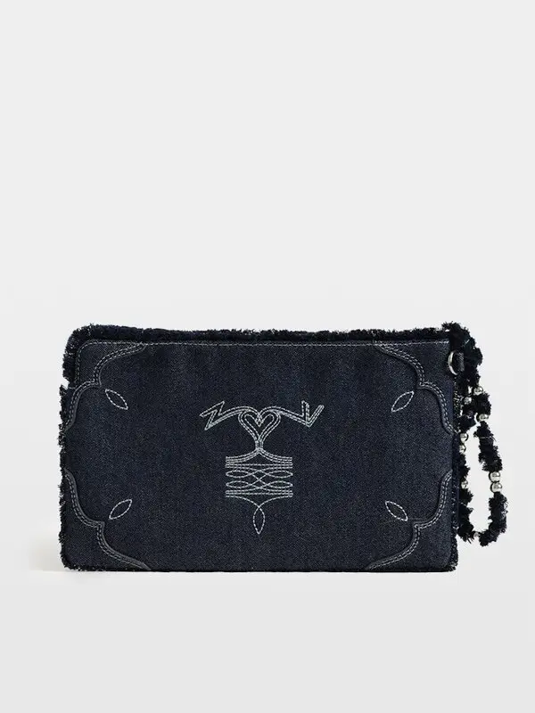 Zadig&Voltaire Angel Denim Western Clutch
