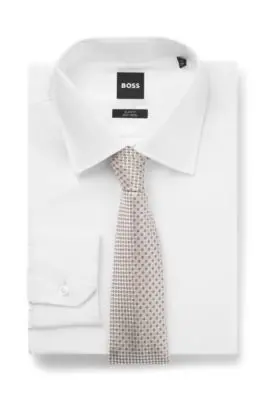 BOSS Silk-blend Tie With Micro Pattern