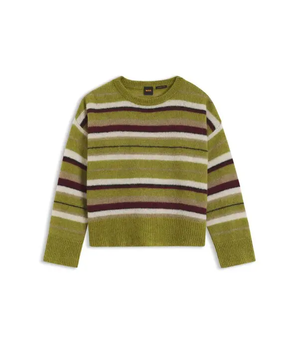 BOSS Oversized-fit Alpaca-blend Sweater With Stripes