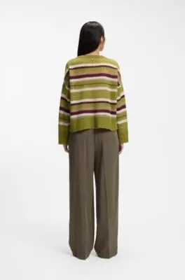 BOSS Oversized-fit Alpaca-blend Sweater With Stripes