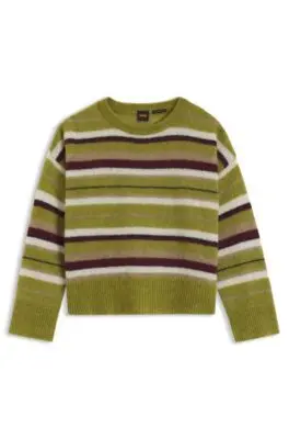BOSS Oversized-fit Alpaca-blend Sweater With Stripes