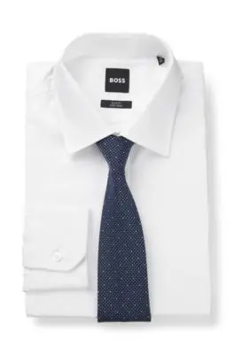 BOSS Silk-blend Tie With Micro Pattern