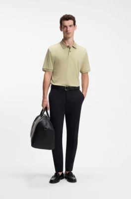 BOSS Regular-fit Polo Shirt In Cotton With Patterned Collar