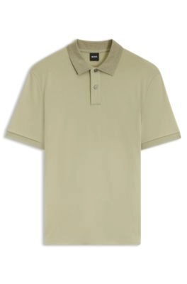 BOSS Regular-fit Polo Shirt In Cotton With Patterned Collar