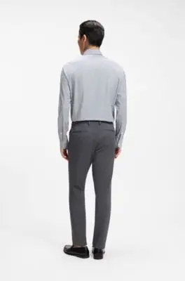 BOSS Slim-fit Pants In Micro-patterned Fabric