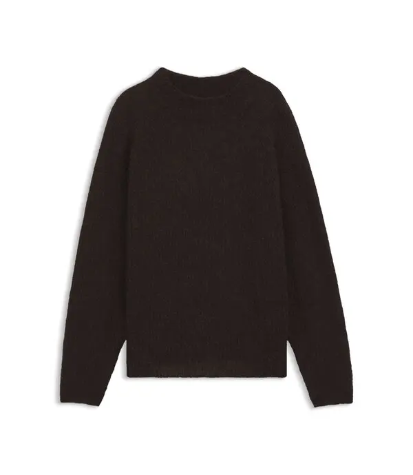 BOSS Alpaca-blend Ribbed Mock Neck Sweater With Raglan Sleeves - Brown