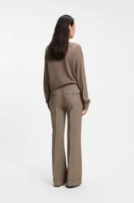 BOSS Flared-fit Pants In Stretch Gabardine
