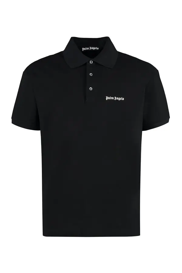 Palm Angels Cotton-piqué Polo Shirt - Black