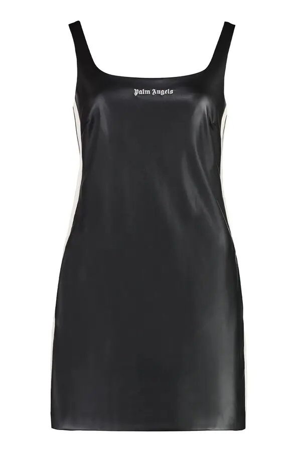 Palm Angels Logo-embroidered Square-neck Minidress - Black