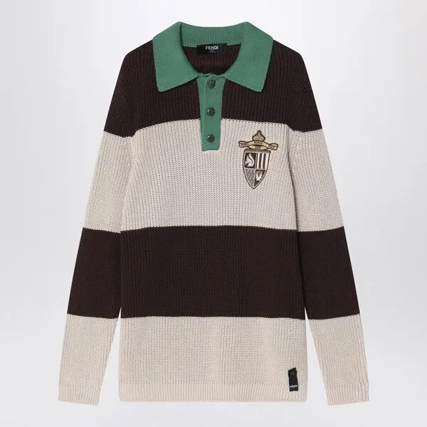 Fendi Knitted Cotton Polo Shirt - Brown