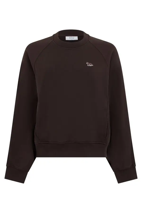 Maison Kitsuné Oversized Cotton Sweatshirt With Embroidered Logo - Brown