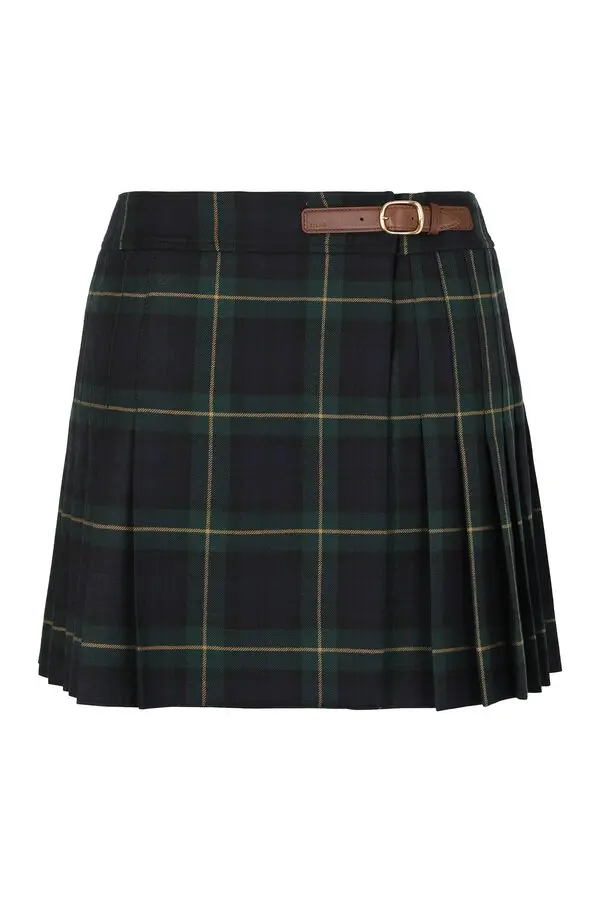 Celine Kilt Mini Skirt In Tartan Wool