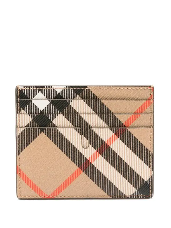 Burberry Mini Check Credit Card Holder - Beige