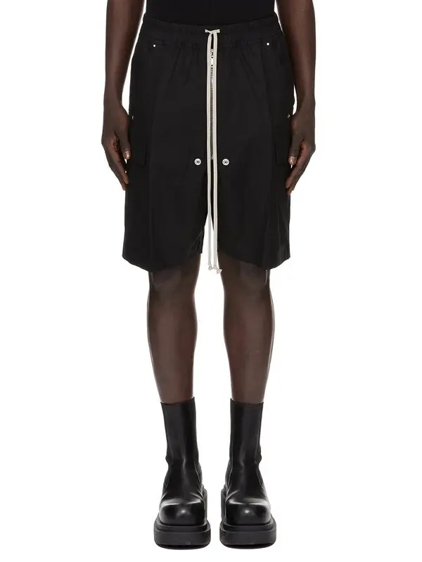 Rick Owens Cargo Shorts With Drawstring Waist And Snap Button Pockets