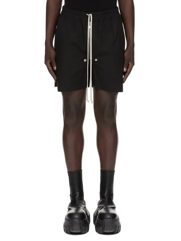 Rick Owens Poplin Shorts With Drawstring Waist - Nero