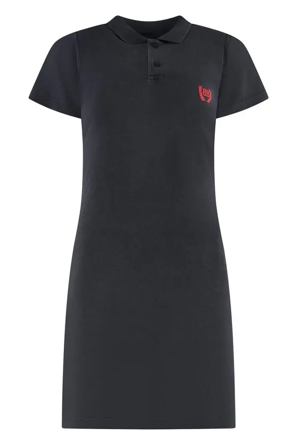 Balenciaga Polo-collar Mini Dress - Black
