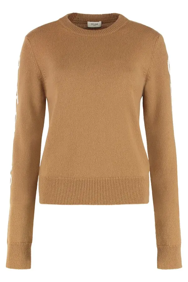 Celine Crewneck Sweater In Wool Cashmere - Camel
