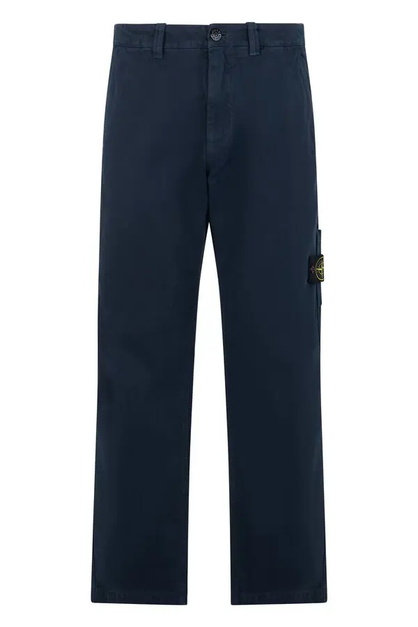 Stone Island Straight Cotton Trousers For Everyday Wear - Blue