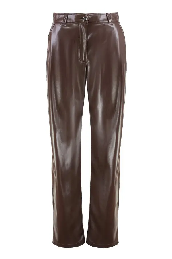 Pinko Faux Leather Balloon Fit Trousers - Brown
