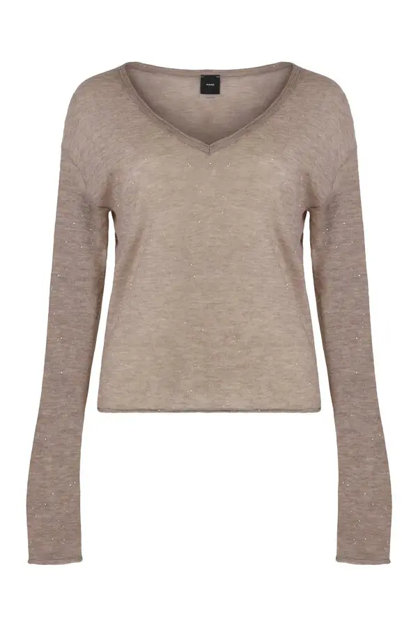 Pinko Long Sleeve Sequin Top - Beige