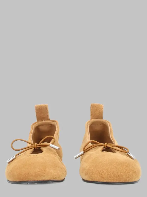 ALOHAS Suede Lace-up Ballet Flats - Beige