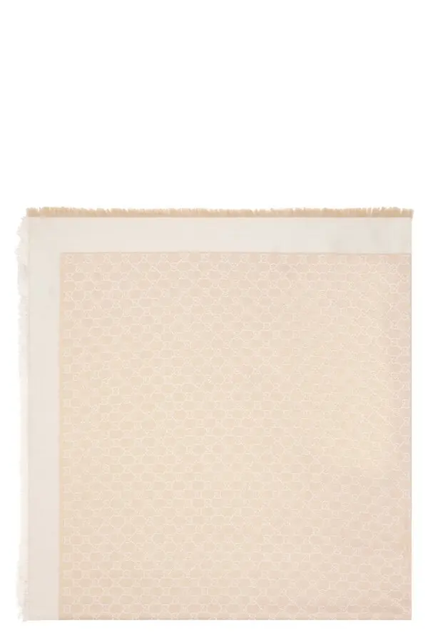 Gucci Gg Jacquard Silk Wool Shawl - Beige